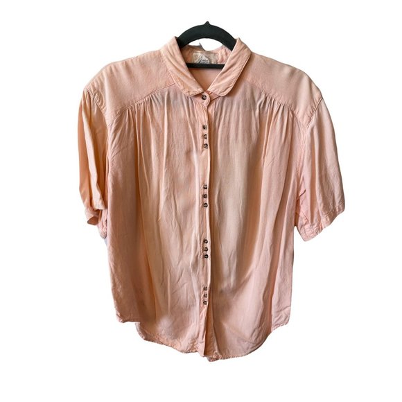 Vintage | Tops | Vintage Words Blush Pink Triple Button Blouse Size L ...